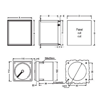 Analog Panel and Switchboard Meters - Dimension